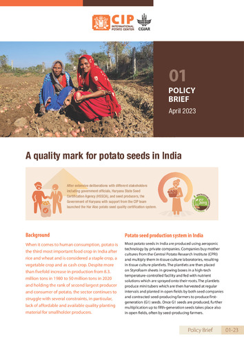 A quality mark for potato seeds in India. Policy Brief 01 ...