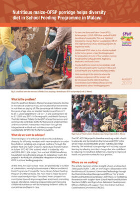 Nutritious maize-OFSP porridge helps diversity diet in school feeding programme in Malawi ...